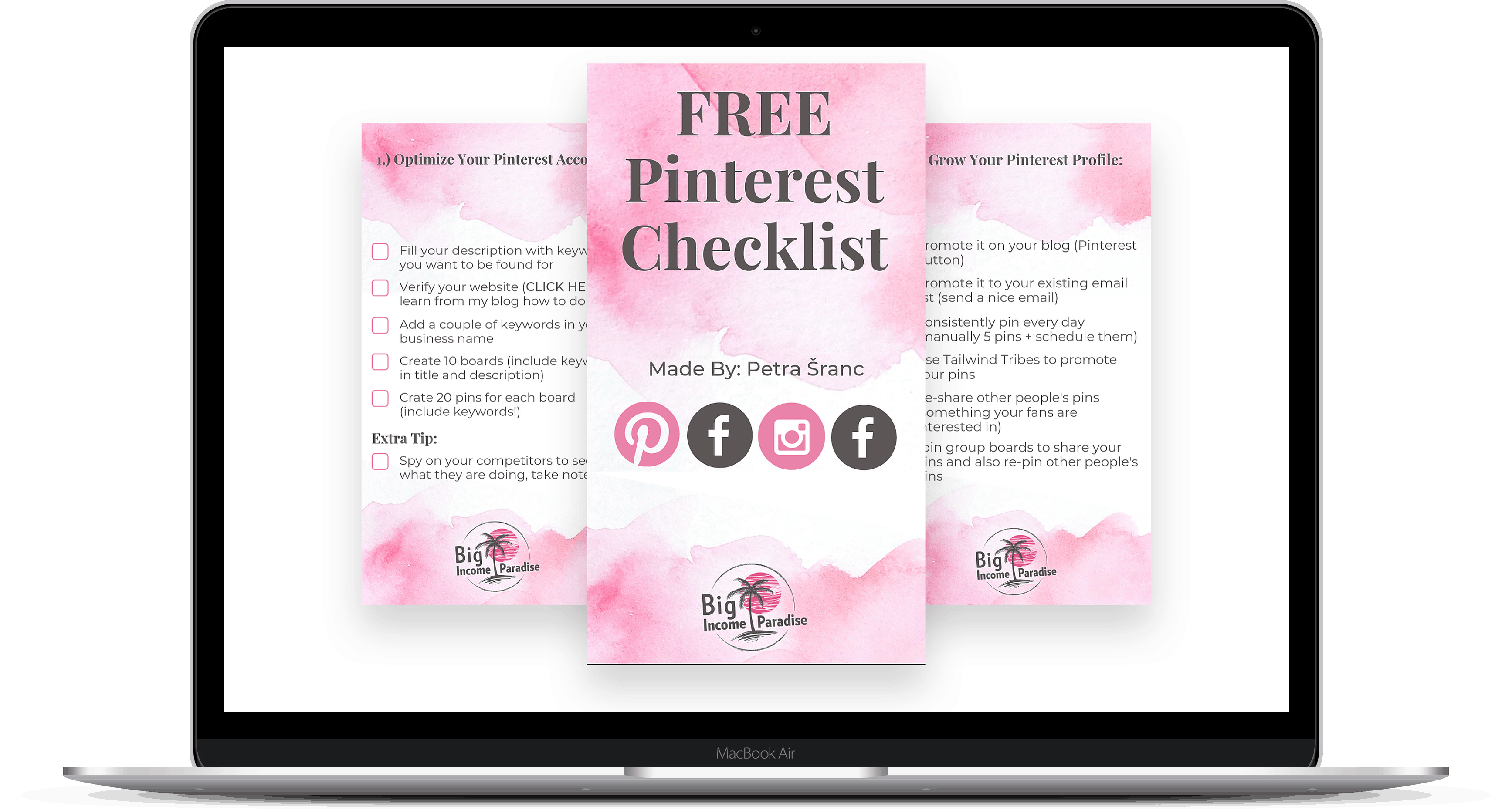 FREE Pinterest Checklist | Big Income Paradise
